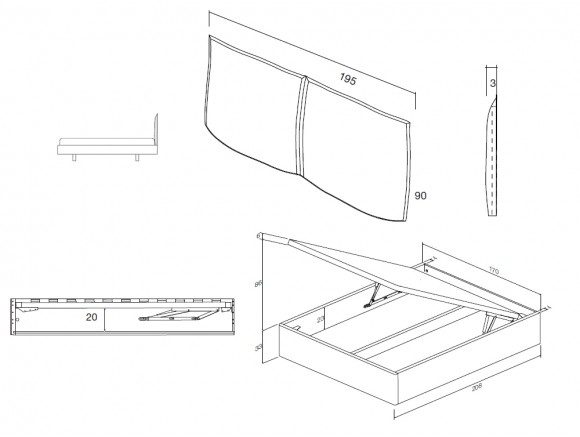 Cama Noa tapizada Kalm 19 de Mobenia | Mobel 6000 | Seismil Studio