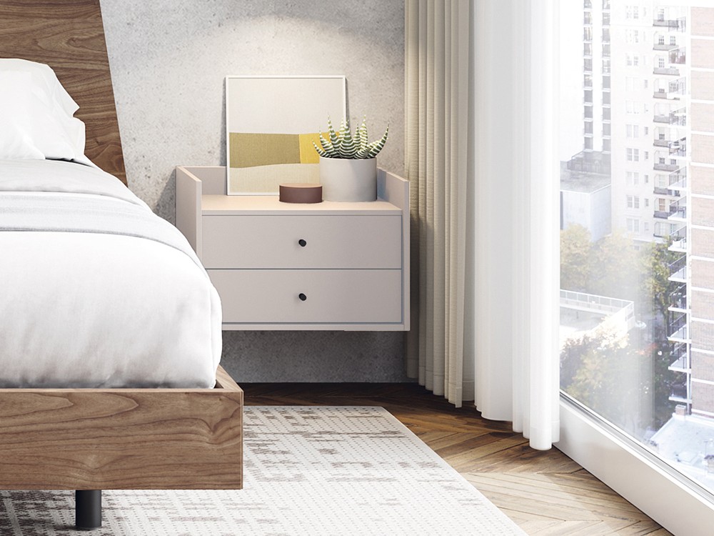 Mesita suspendida Box Kalm de Mobenia | Mobel 6000 | Seismil Studio