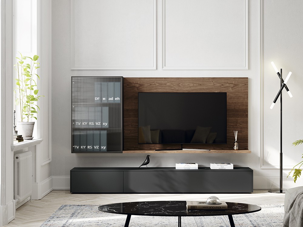 Mueble de TV con panel Bas_06 Med Mobenia | Mobel 6000 | Seismil Studio