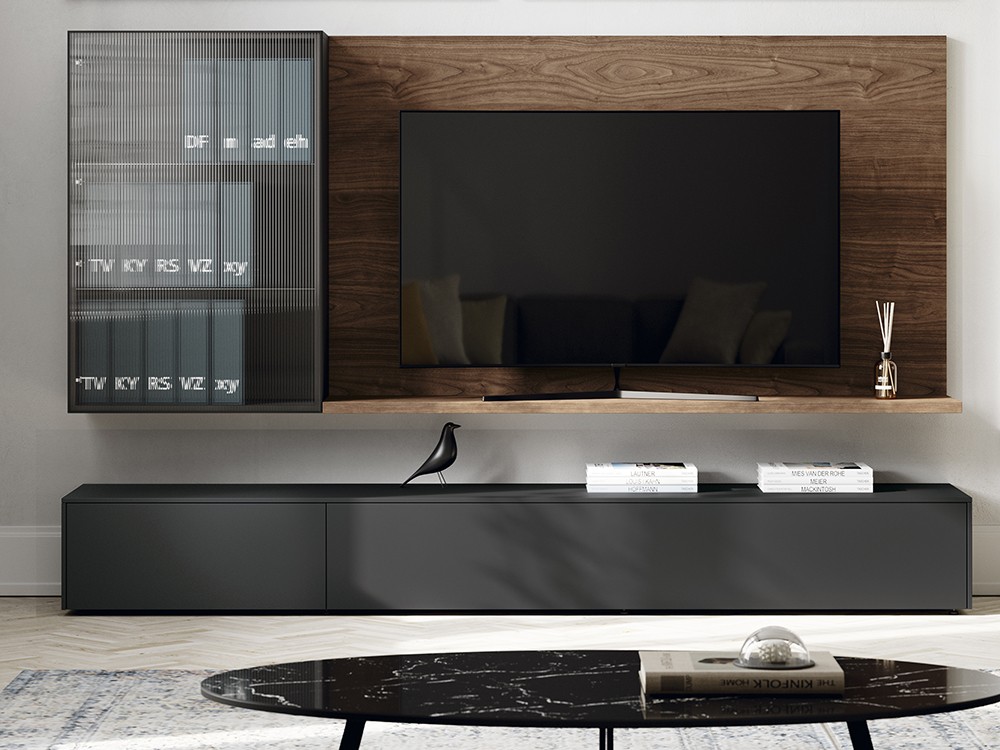 Mueble de TV con panel Bas_06 Med Mobenia | Mobel 6000 | Seismil Studio