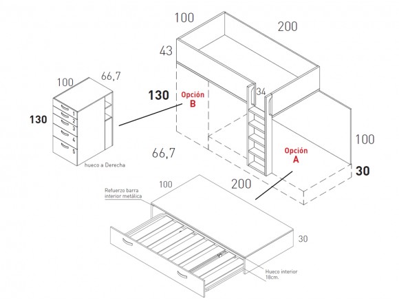 Litera tren con nido Flow 43 de Jotajotape | Mobel 6000 | Seismil Studio